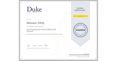 completion certificate for java programming solving problems with software mehmet ali Özel