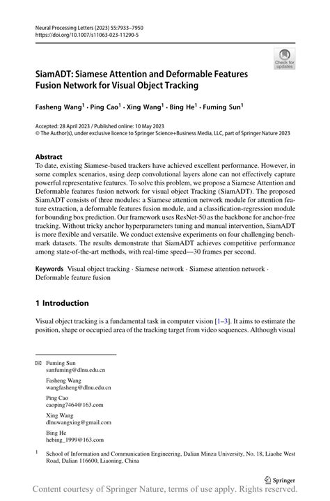 Siamadt Siamese Attention And Deformable Features Fusion Network For