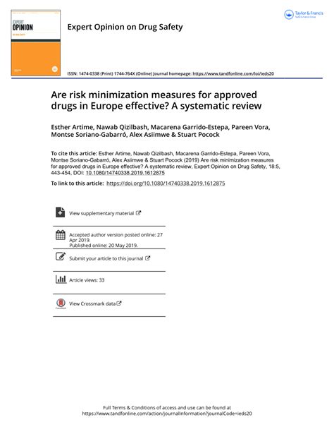 Pdf Are Risk Minimization Measures For Approved Drugs In Europe Effective A Systematic Review