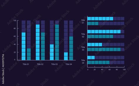 Multi Set Bar Infographic Chart Design Template Set For Dark Theme Compare Different Values