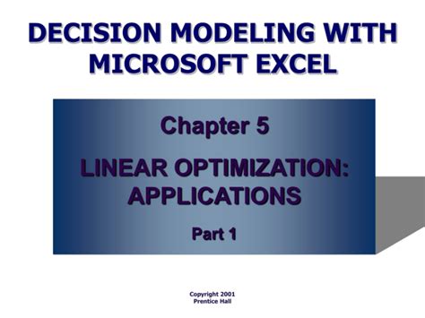Decision Modeling With Microsoft Excel