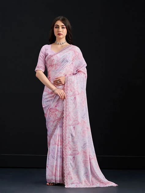 Synthetic Pink Exclusive Fancy Viscose Saree 6 M With Blouse Piece