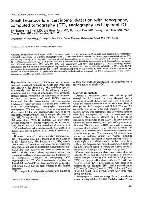 Pdf Small Hepatocellular Carcinoma Detection With Sonography Computed Tomography Ct