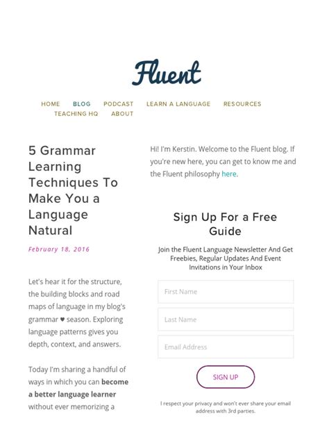 5 Grammar Learning Techniques To Make You A Language Natural By Fluent Language Pdf Second