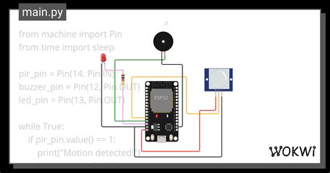 Pir With Buzzer Wokwi Esp32 Stm32 Arduino Simulator