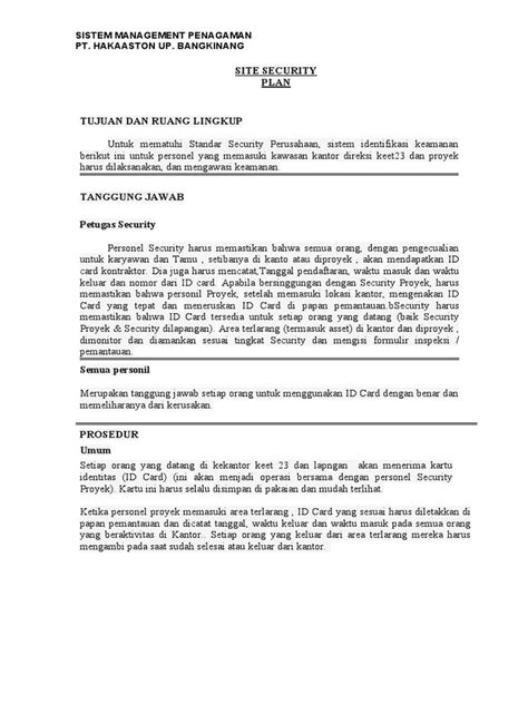 Site Security Plan Pdf