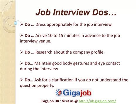 Job Interview Dos And Donts PPTX
