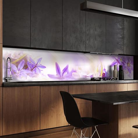 Wandmotiv24 Küchenrückwand Lila Natur Blume Lilie Fokus Weichzeichn 260