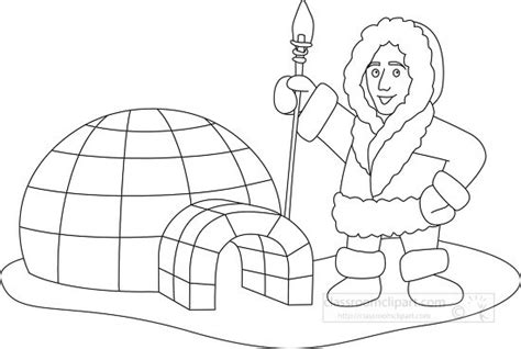 Alaska State Clipart Eskimo Outside Igloo Eps