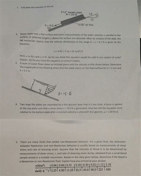 Solved Calculate The Viscosity Of The Oil Water Flows Near