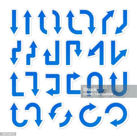 다채로운 화살표 스티커 세트 파란색 포인터 컬렉션입니다 다른 모양의 간단한 화살표 방향 표지판 벡터 일러스트레이션 개체 그룹에 대한 스톡 벡터 아트 및 기타 이미지 Istock
