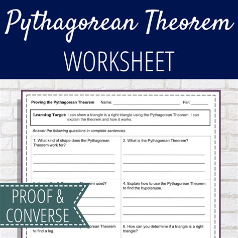 Proof And Converse Of Pythagorean Theorem Miss Kuipers Classroom Worksheets Library