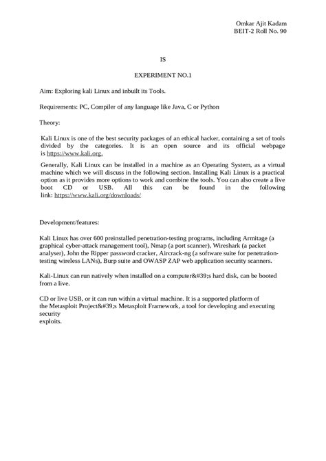 Information Security Experiment Docsity