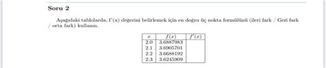 solved use the most accurate three point formula forward