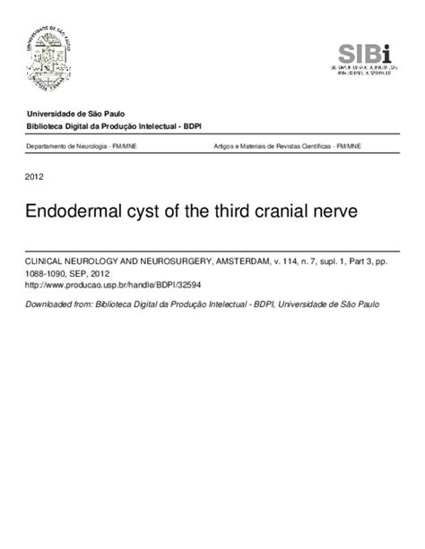 Pdf Endodermal Cyst Of The Third Cranial Nerve