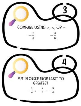 Ordering And Comparing Rational Numbers Scavenger Hunt Task Cards