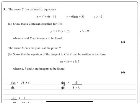 The Curve C Has Parametric Equations X T StudyX