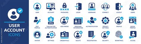 User Account Icon Set Containing Profile Password Login Username
