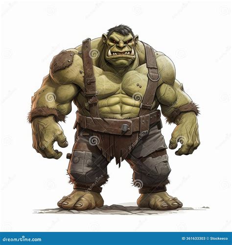 Fearsome 2d Ogre Artwork With Intense Battle Worn Appearance Stock