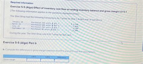 solved required informotion exercise 5 5 algo effect of
