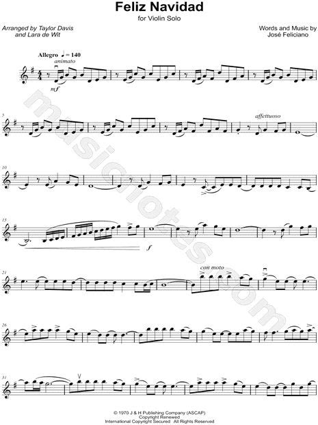 Taylor Davis Feliz Navidad Sheet Music Violin Solo In G Major
