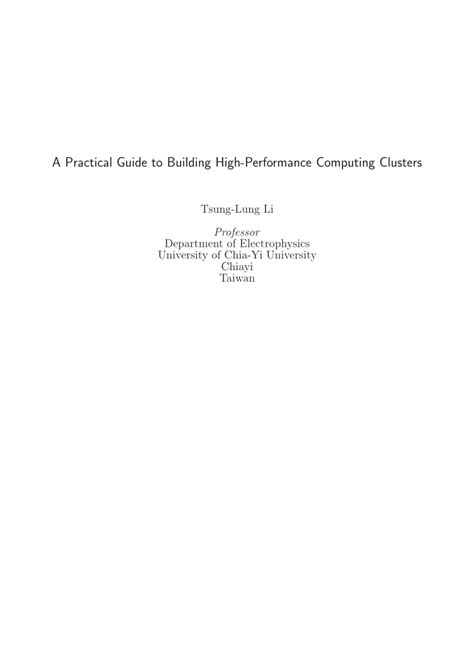 Pdf A Practical Guide To Building High Performance Computing Clusters