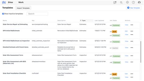 managing templates sitecapture