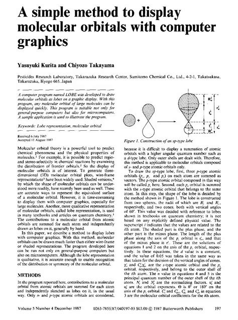 Pdf A Simple Method To Display Molecular Orbitals With Computer