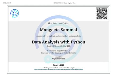 mangeeta sammal on linkedin dataanalysis python ibm cognitiveclass
