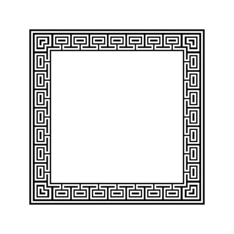 Ornamental Geometric Square Border Pattern Design With Symmetrical Shapes Premium Vector