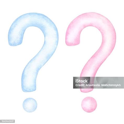 물음표 핑크 블루 소녀 소년 손으로 그린 수채화 그림은 흰색 배경에 분리되어 있다 성별 공개 파티 베이비 샤워 어린이 직물 0