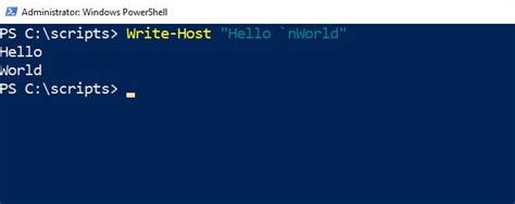 how to add a new line in a powershell string