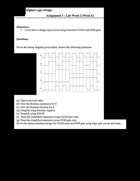 digital logic design assignment 1lab work 2week 6 objectives 1 to be
