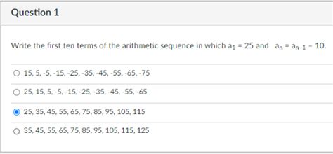 solved write the first ten terms of the arithmetic sequence