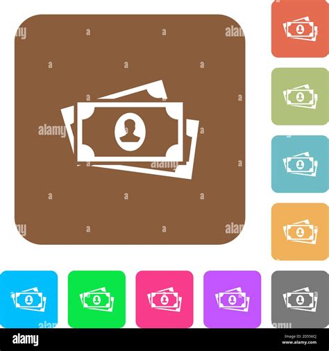 More Banknotes With Portrait Flat Icons On Rounded Square Vivid Color Backgrounds Stock Vector