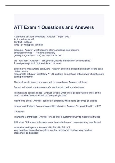 Att Exam 1 Questions And Answers 2024 Att Stuvia Us