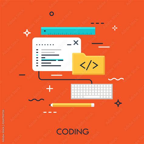 Program Code Window Keyboard Pencil Ruler And Folder Software