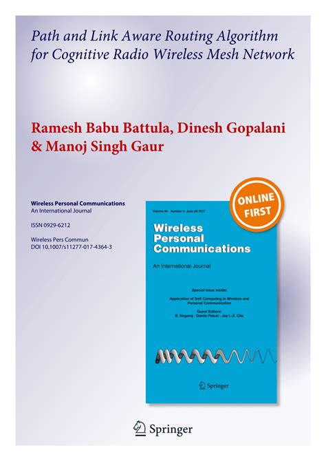 Pdf Path And Link Aware Routing Algorithm For Cognitive Radio Wireless Mesh Network