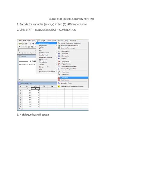 Correlation Minitab Instruction Pdf