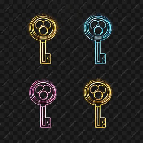 Premium PSD | Neon Design of Key Icon Emoji With Unlocking Discovery and Opportunity Expr ...