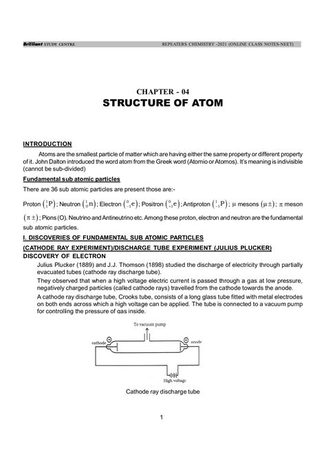 Structure Of Atom Lecture Notes Willington Island Page 1 23 Flip Pdf Online Pubhtml5