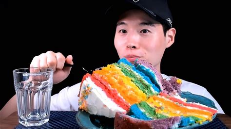 Asmr Rainbow Cake Mukbang Eating Show Yummy Youtube