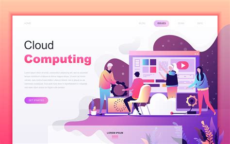 Modern Flat Cartoon Design Concept Of Cloud Computing For Website And Mobile App Development