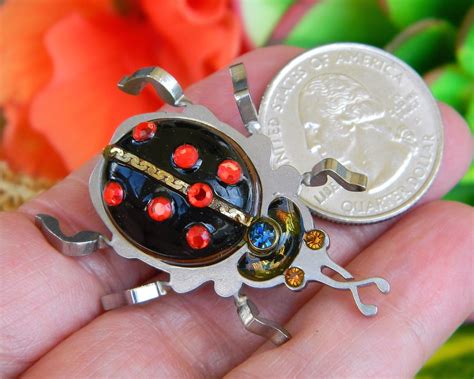 Ladybug Beetle Insect Brooch Pin Seeka Israeli Artist Industrial Laser