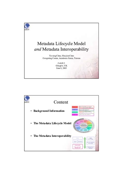 Pdf Metadata Lifecycle Model And Metadata Interoperability