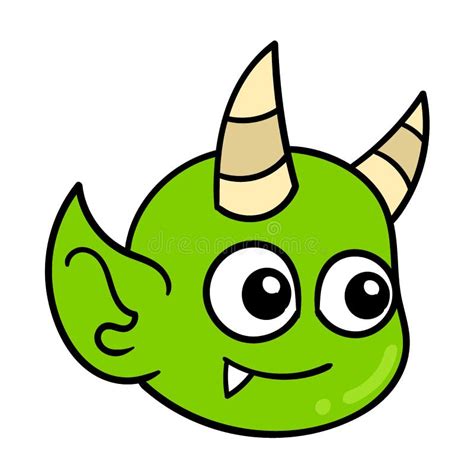 Cute Smiling Horned Green Devil Doodle Icon Image Kawaii Stock Vector Illustration Of Horn