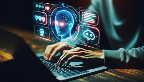 premium photo person using a laptop with a futuristic artificial