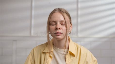 Woman College Student Studying At Home Pov Listening Watching Lesson