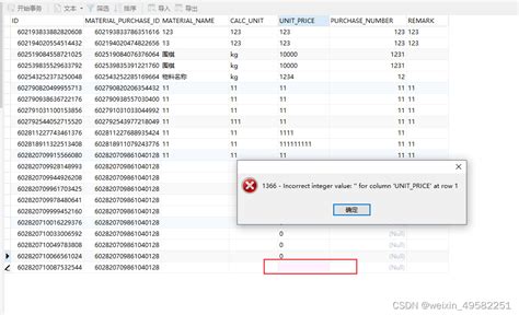 解决incorrect Integer Value For Column ‘unitprice‘； At Row 1