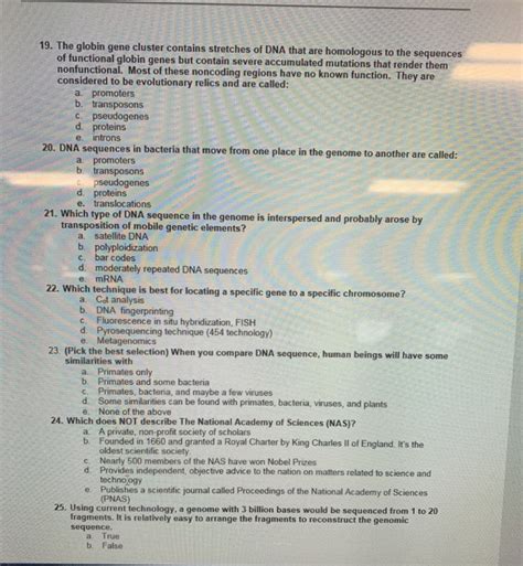 solved 19 the globin gene cluster contains stretches of dna